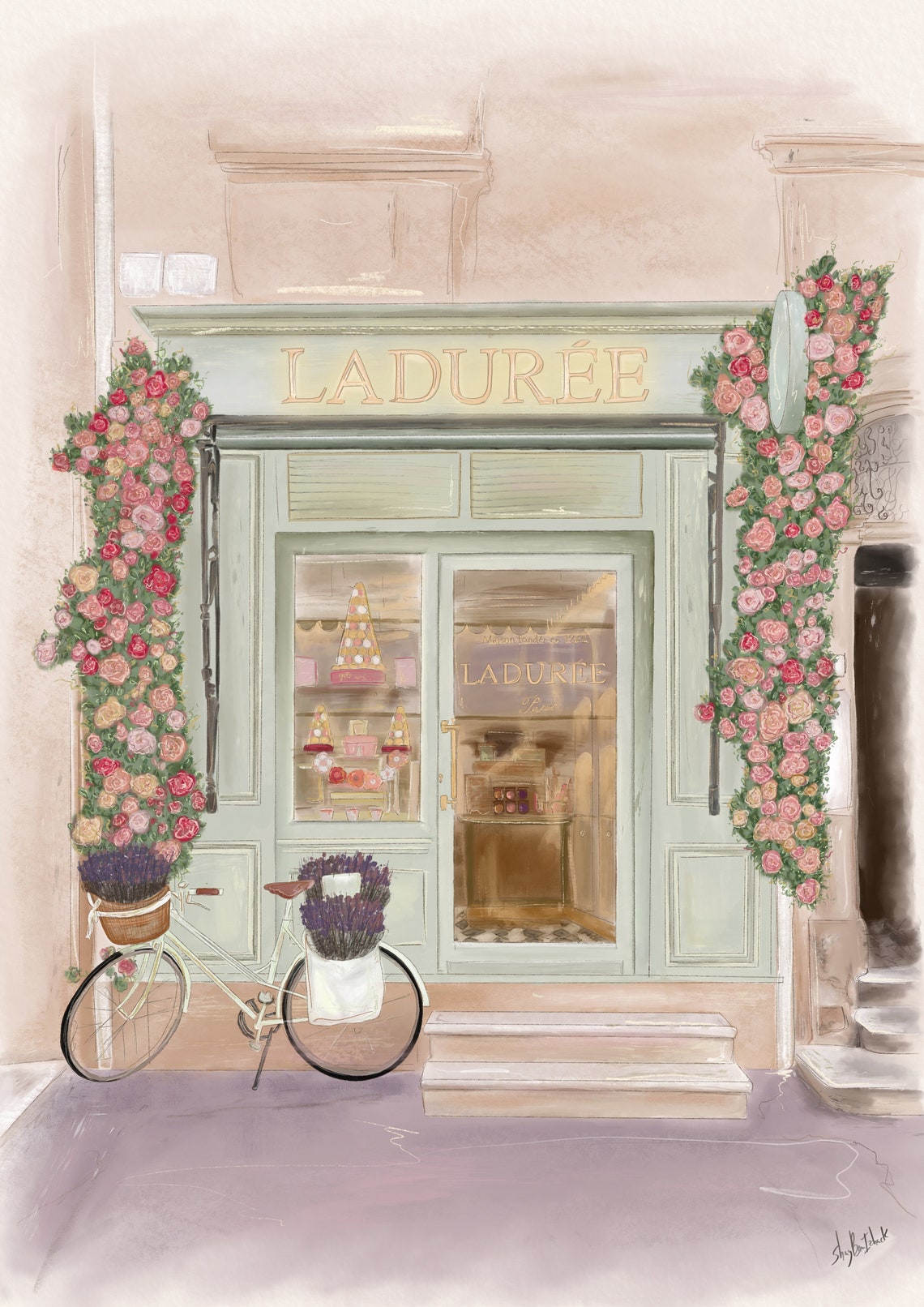 Laduree Patisserie Saint Tropezfashion Illustration Fine Art Print ...