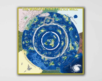 The World Beyond the Ice Wall Map Canvas Wall Art, Flat Earth Map ...