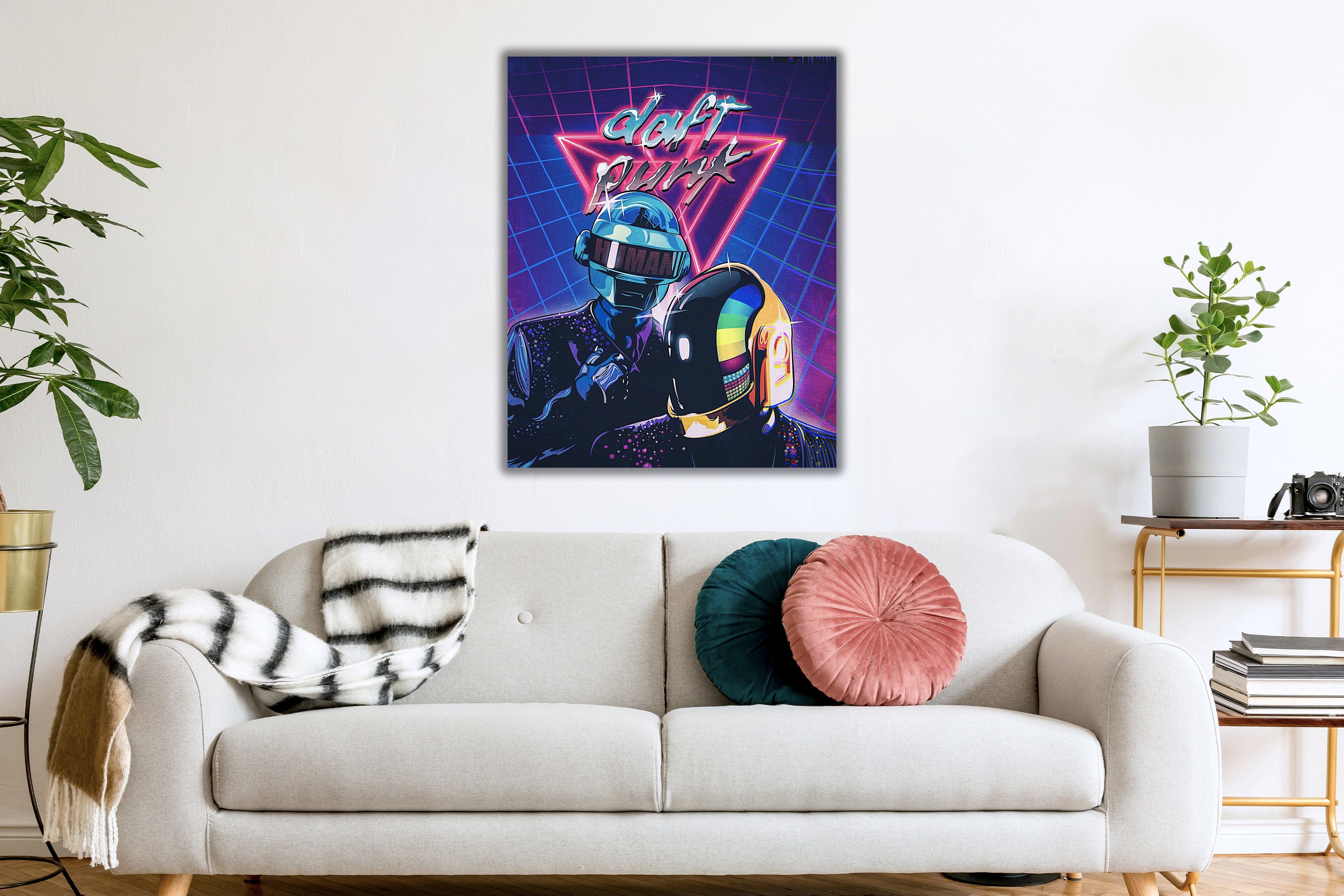 Daft Punk Poster, Daft Punk Colourful Poster, Daft Punk Musical Canvas ...