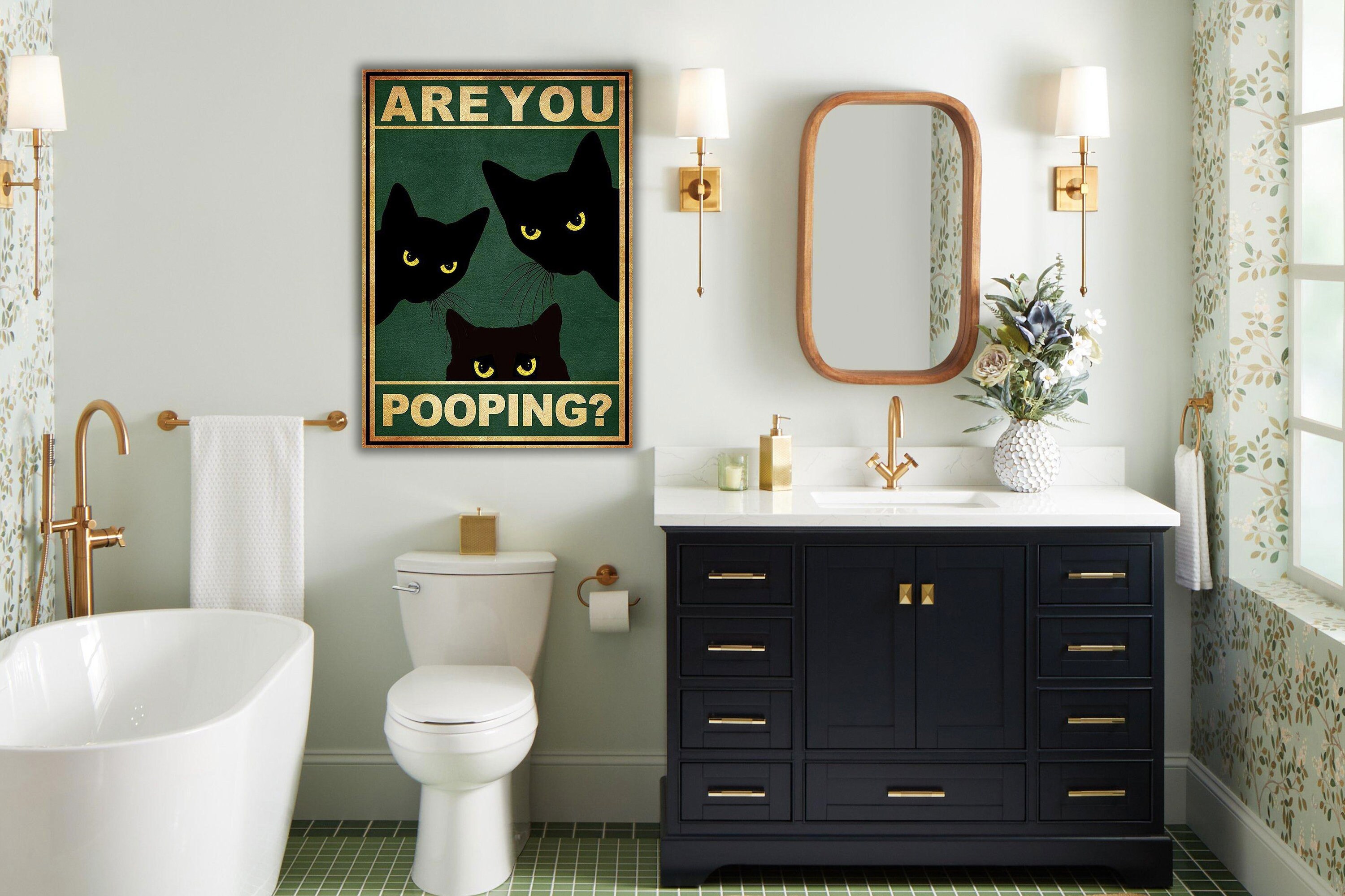 Are You Pooping Poster, Vintage Black Cat Poster, Bathroom Decoration ...