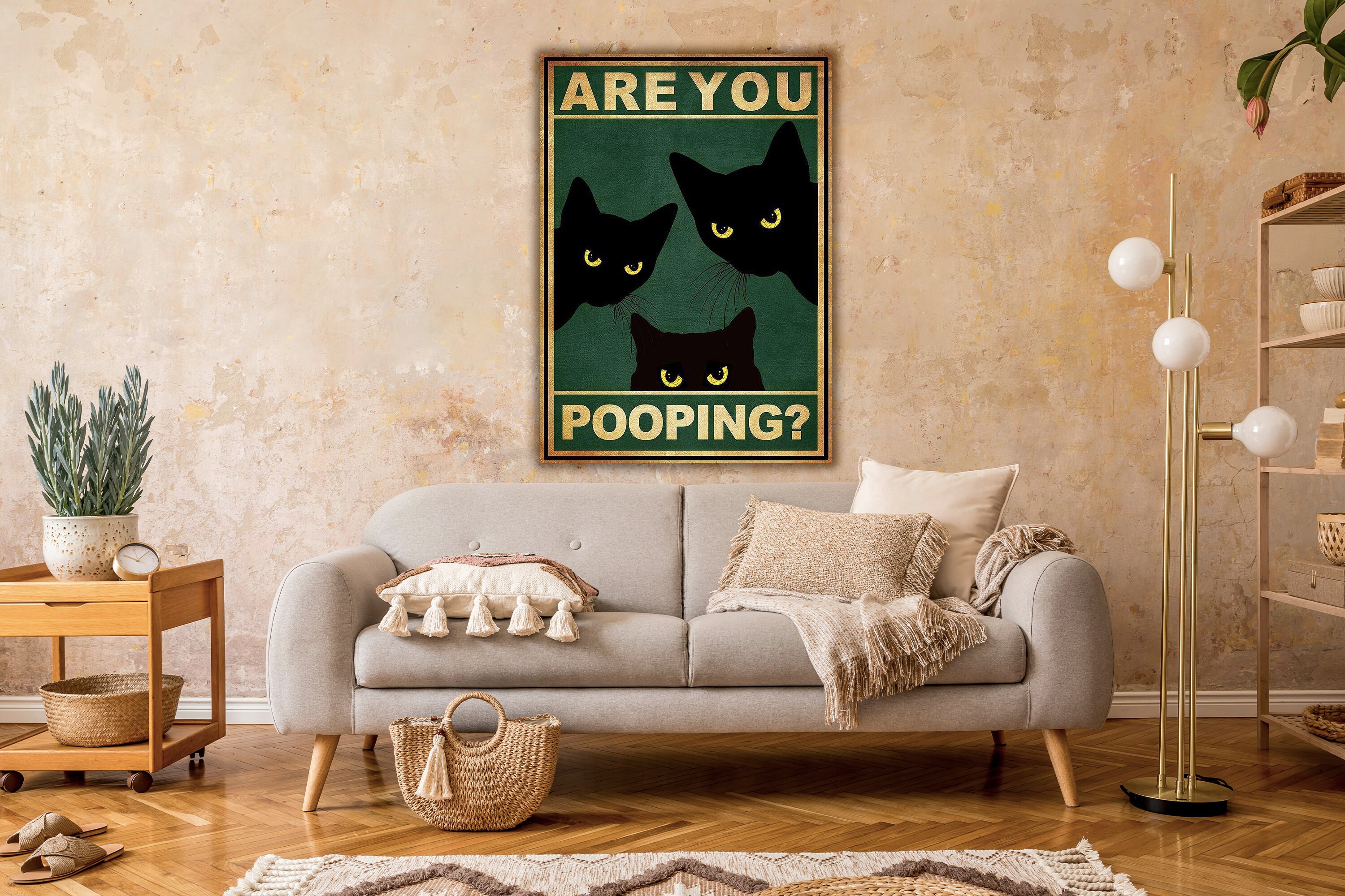 Are You Pooping Poster, Vintage Black Cat Poster, Bathroom Decoration ...