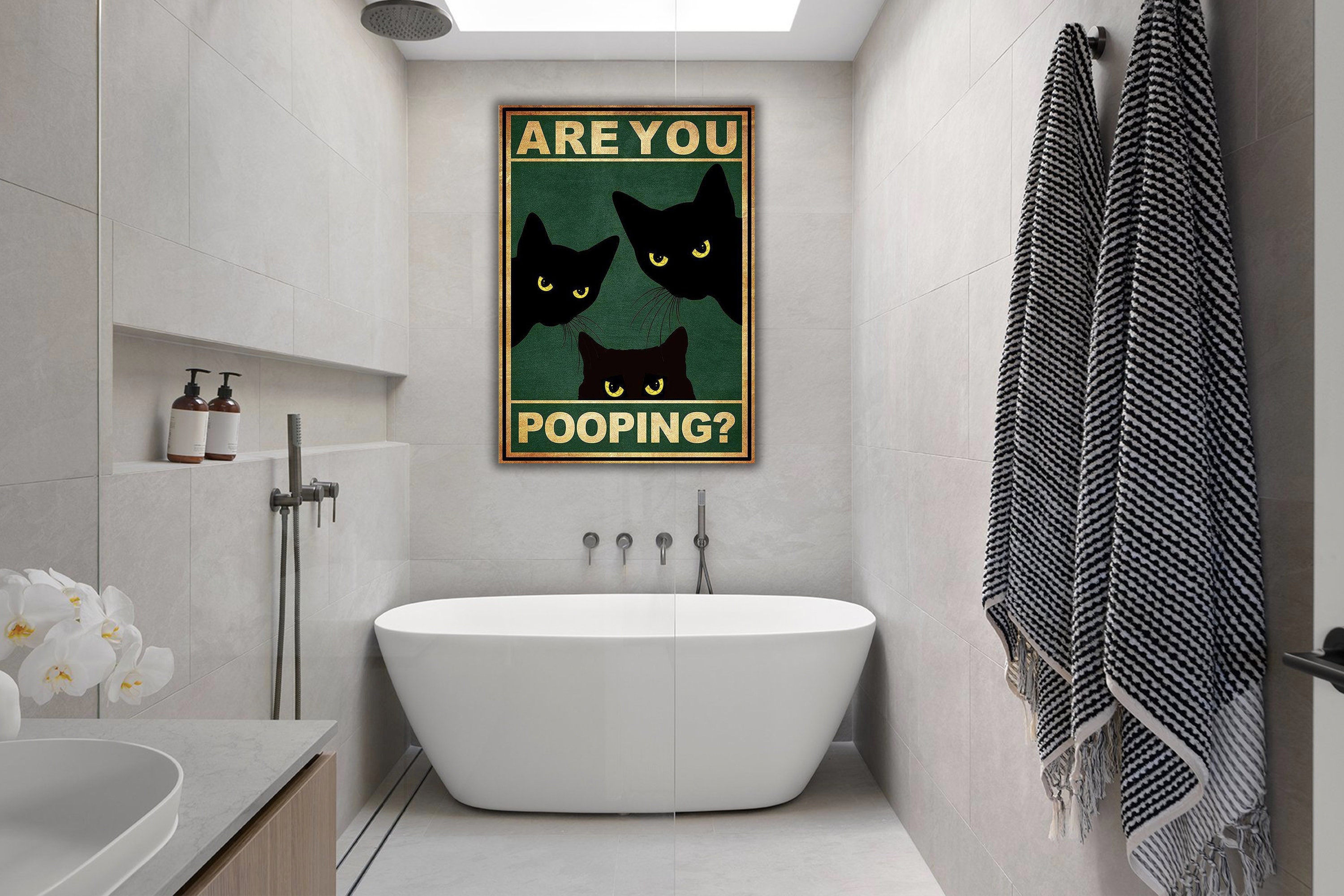 Are You Pooping Poster, Vintage Black Cat Poster, Bathroom Decoration ...