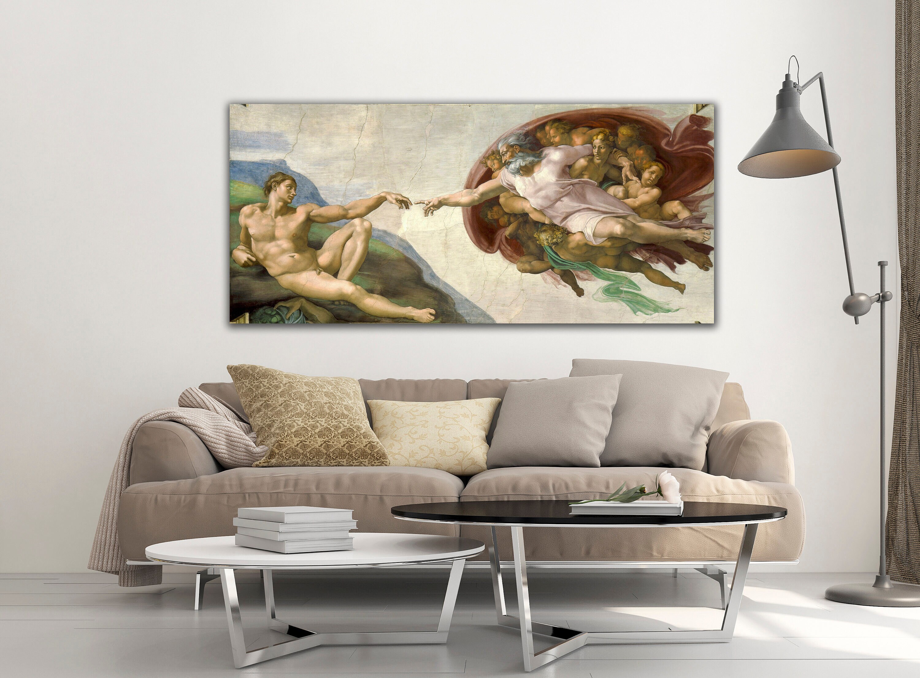 Creation of Adam Canvas Print, Michelangelo Art, Sistine Chapel Decor ...