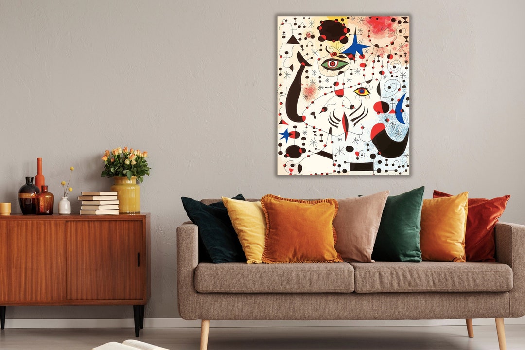 Numbers and Stars in a Loving Woman Artwork, Joan Miro Wall Art, Miro ...