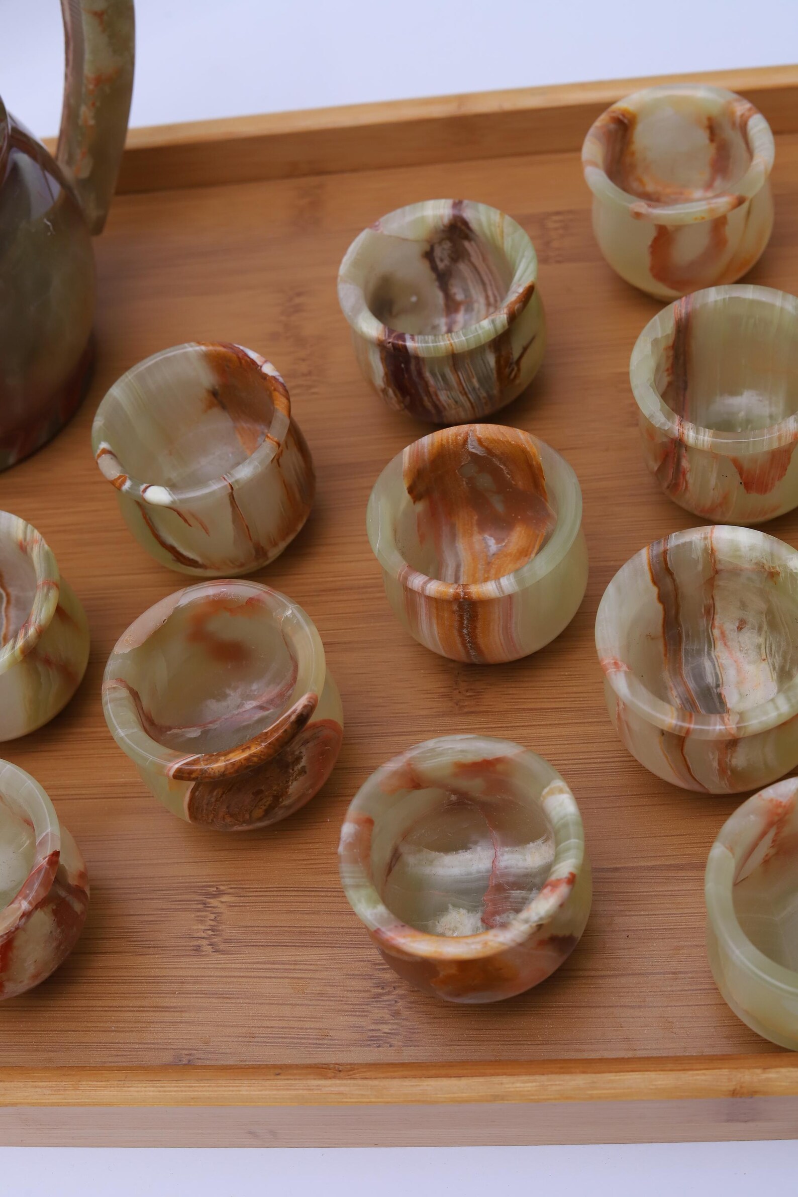 Hand Carved Onyx Tea Set, 12 Natural Agate Cups, Earthy Stone Decor - Etsy