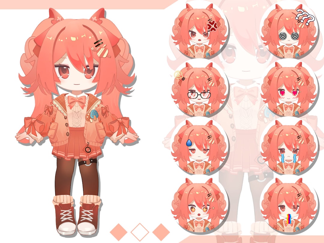 Premade Chibi Live2d Vtuber Model: Fully Rigged for Vtube Studio - Etsy