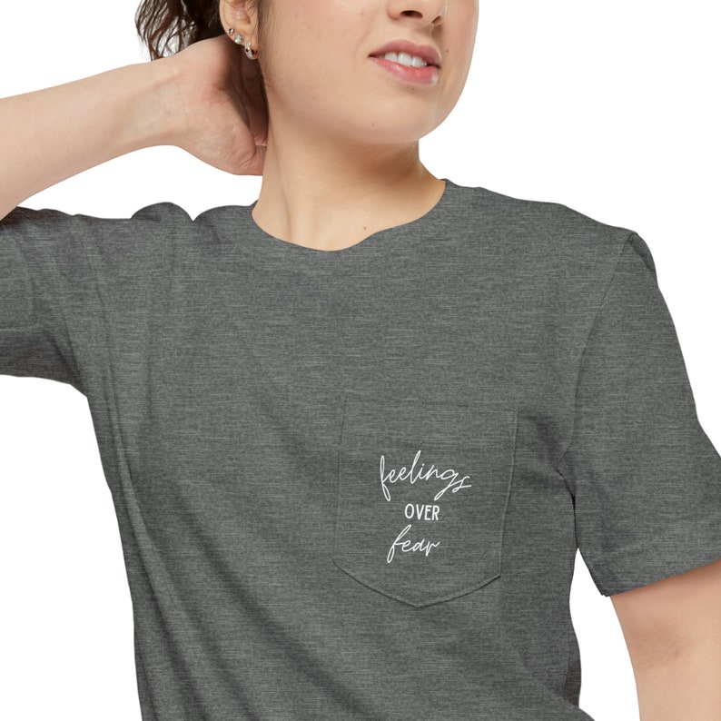Feelings Over Fear Unisex Pocket T-shirt Mental Health Merch Anxiety ...