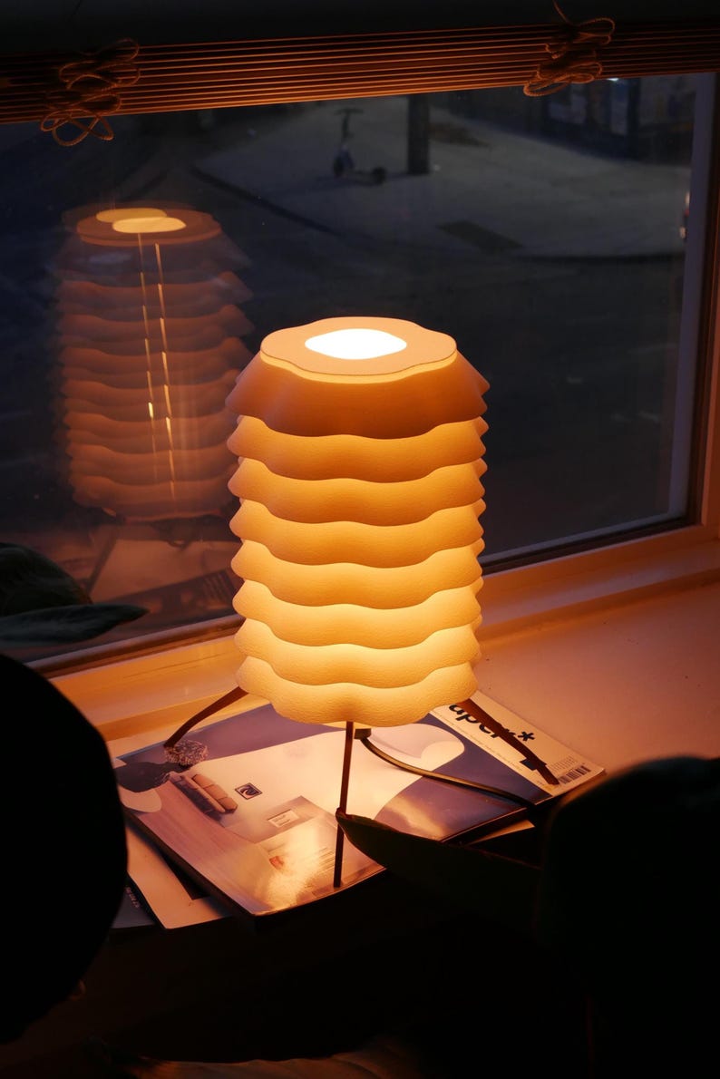 Sculptural Wavy Lamp • Modern Cylinder Light • Designer Table Lamp ...