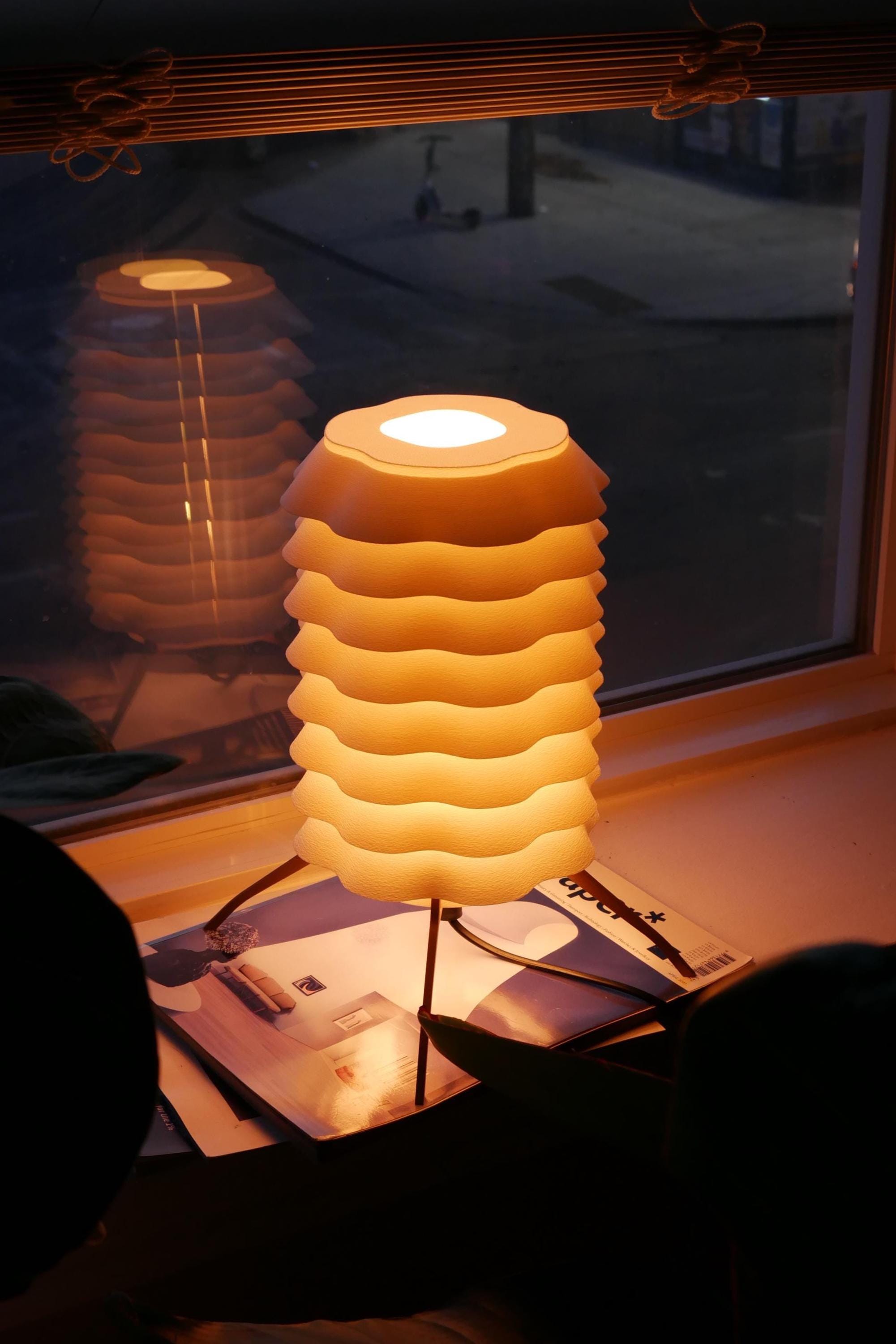 Sculptural Wavy Lamp • Modern Cylinder Light • Designer Table Lamp ...