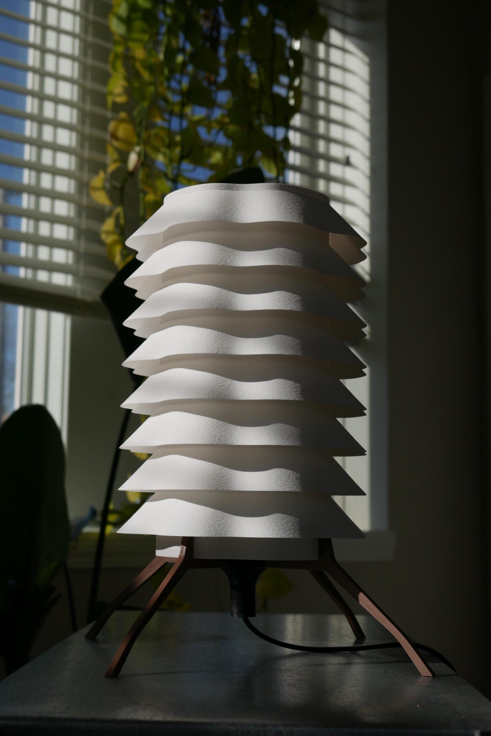 Sculptural Wavy Lamp • Modern Cylinder Light • Designer Table Lamp ...