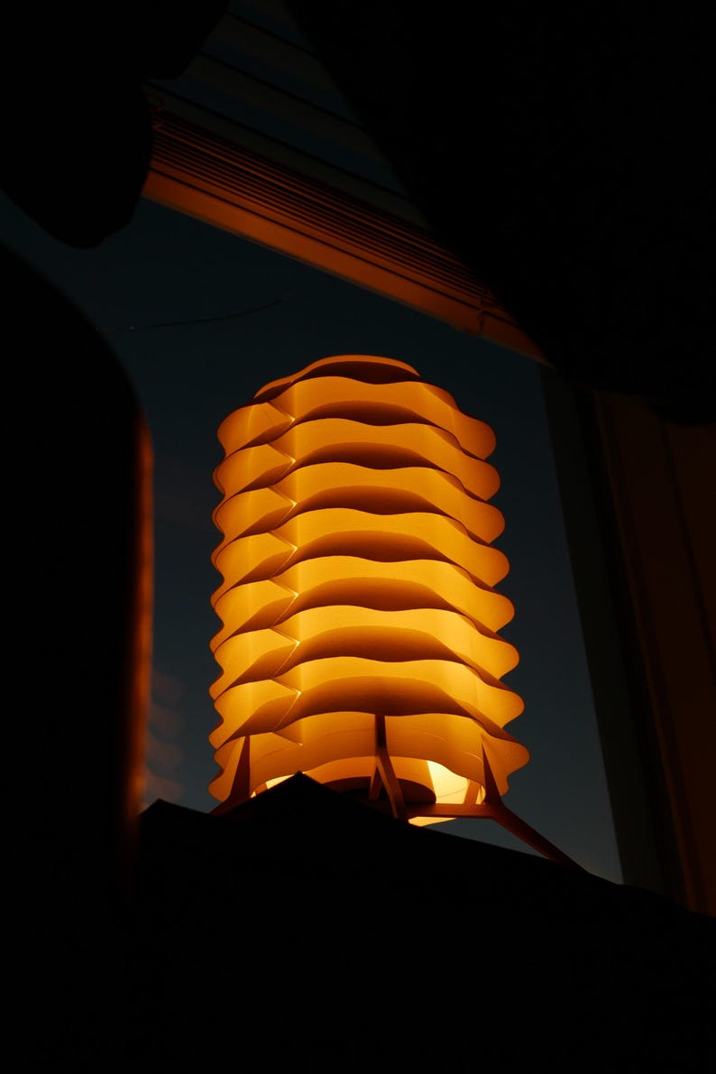Sculptural Wavy Lamp • Modern Cylinder Light • Designer Table Lamp ...