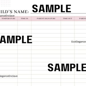 Childcare Sign-in Sheet With Temperature Log | Printable Daycare ...