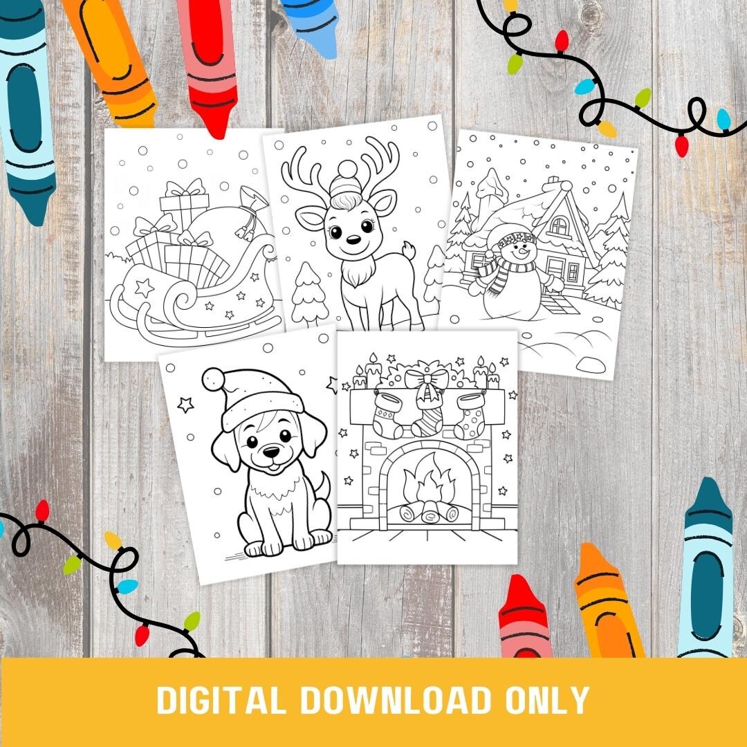 5 Christmas Coloring Pages Collection | Printable Holiday Activities ...