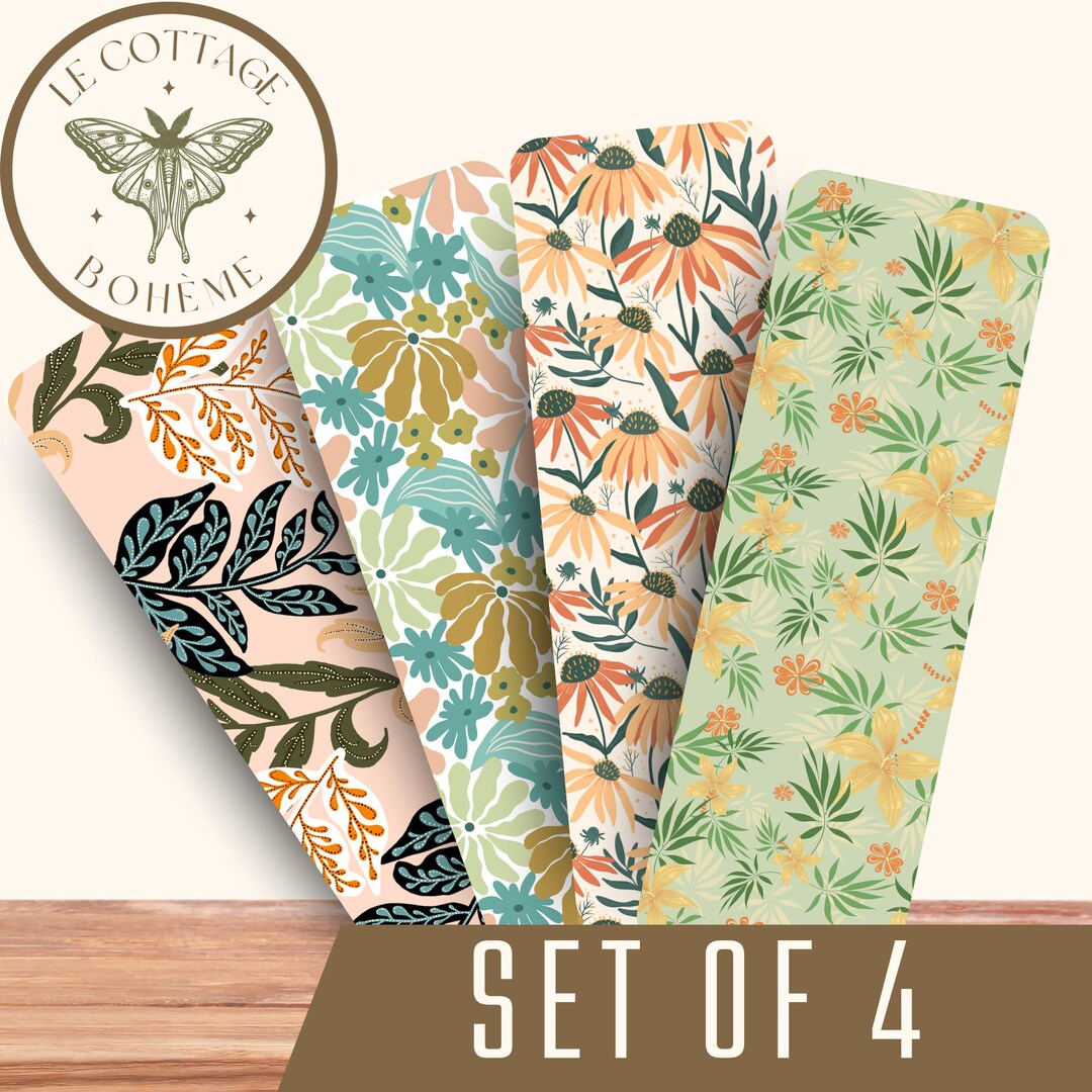 Stylish Floral Tropical Bookmarks - Set of 4(2in X 6in) Leafy Summer ...
