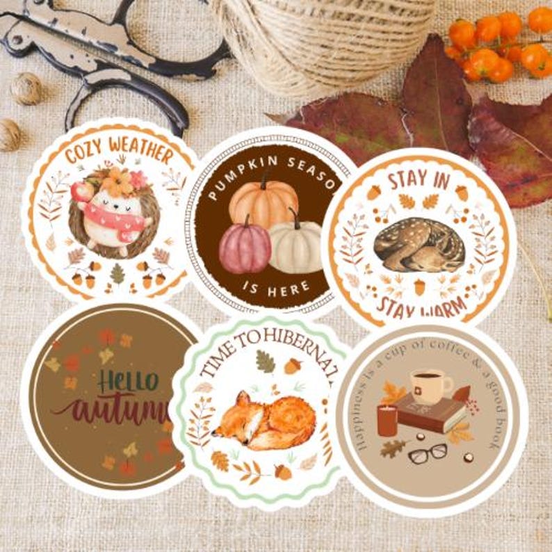 Autumn Cute Fall Sticker Pack 2 Sizes Sweater Weather Season Adorable ...