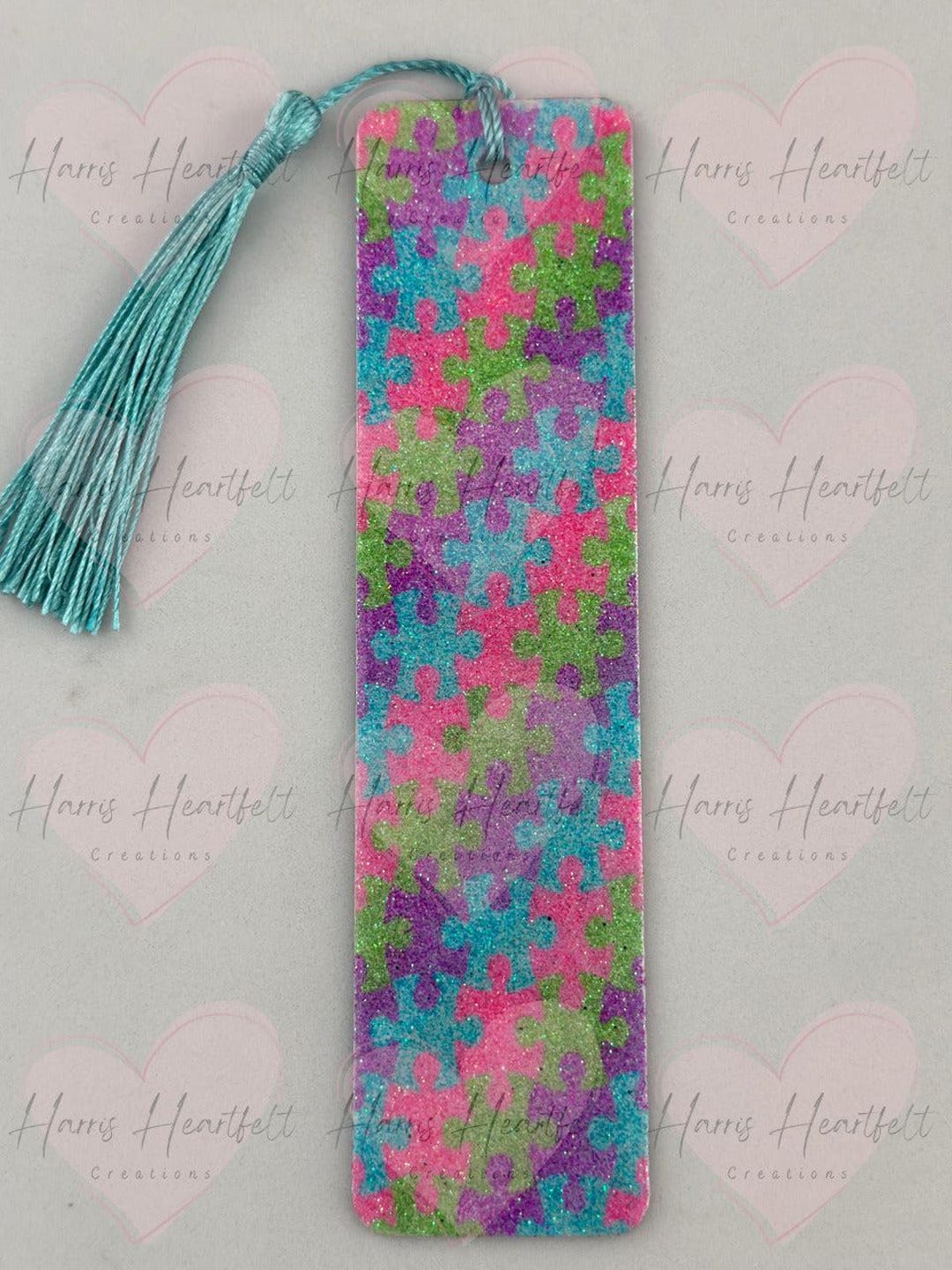 Glittered Puzzle Pieces Metal Double Sided Bookmark - Etsy