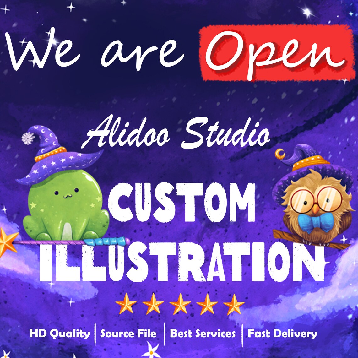 Whimsical Custom Illustration Book Covers, Wall Art, Gifts Unique Hand ...