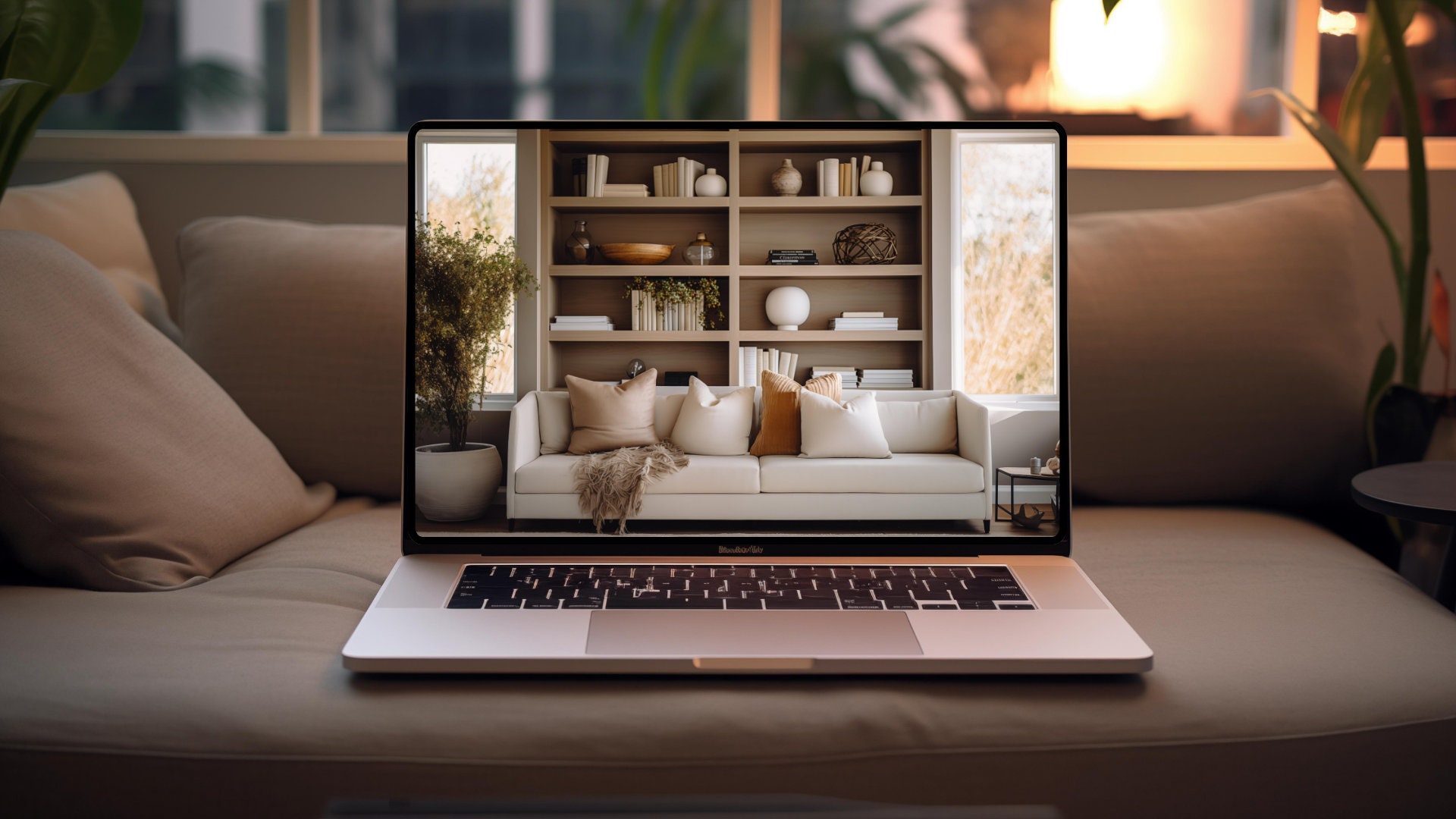 Virtual Background Zoom Meeting, Neutral Living, Online Meetings 16:9 ...