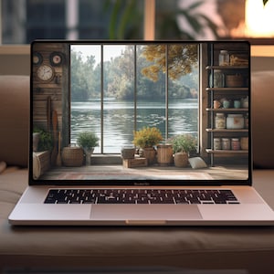 Realistic Lake View Zoom Background Virtual Office for Meetings, Cozy ...