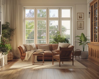 Realistic Spring Living Zoom Background Virtual Office for Meetings ...