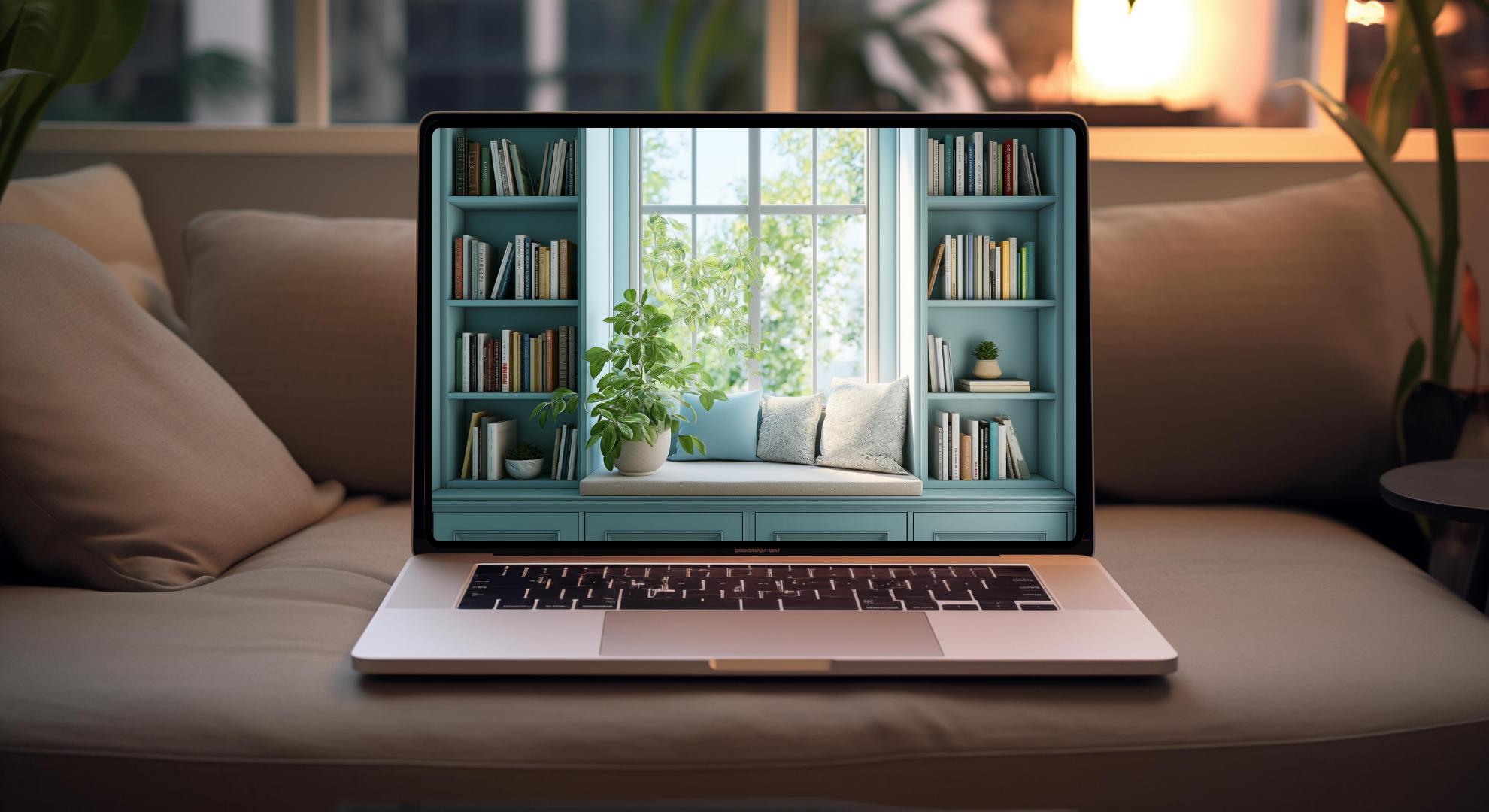 Cozy Modern Bookshelf Zoom Background, MS Teams Professional Backdrop ...