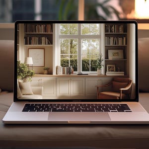Virtual Backdrop Modern Background, Natural Living Room Zoom Wallpaper ...