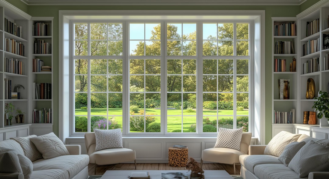 Zoom Background Bookshelf and Window, Living Room Virtual Home Office ...