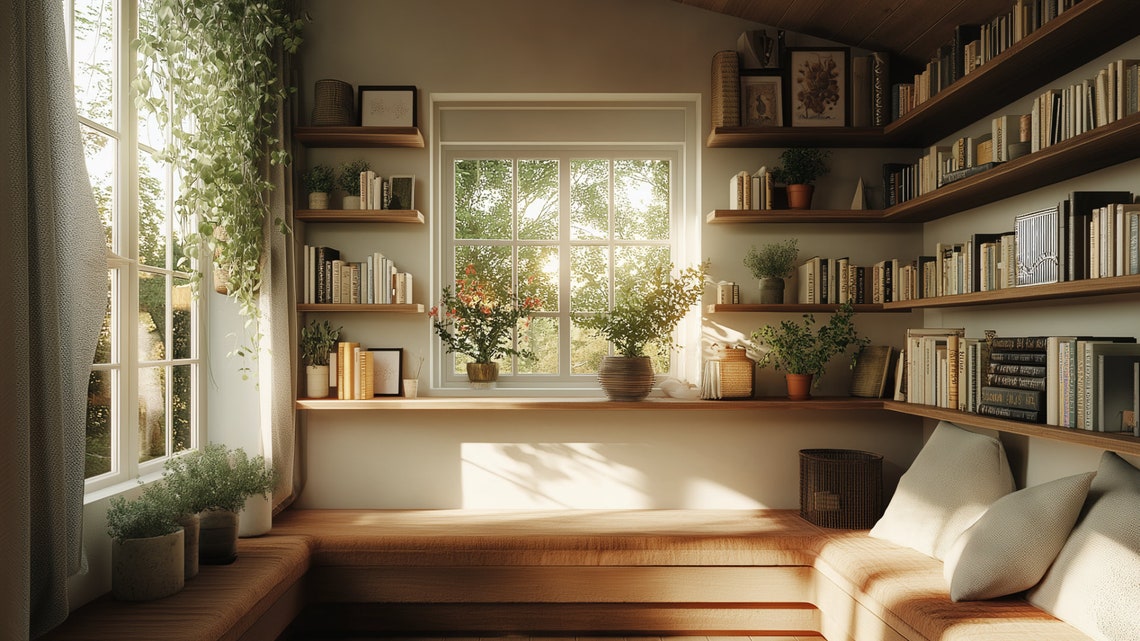 Realistic Spring Living Zoom Background Virtual Office for Meetings ...