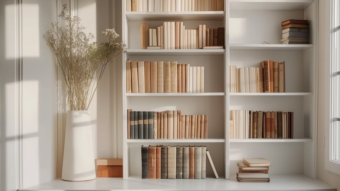 White Modern Office Bookcase Zoom Background | Professional Virtual ...