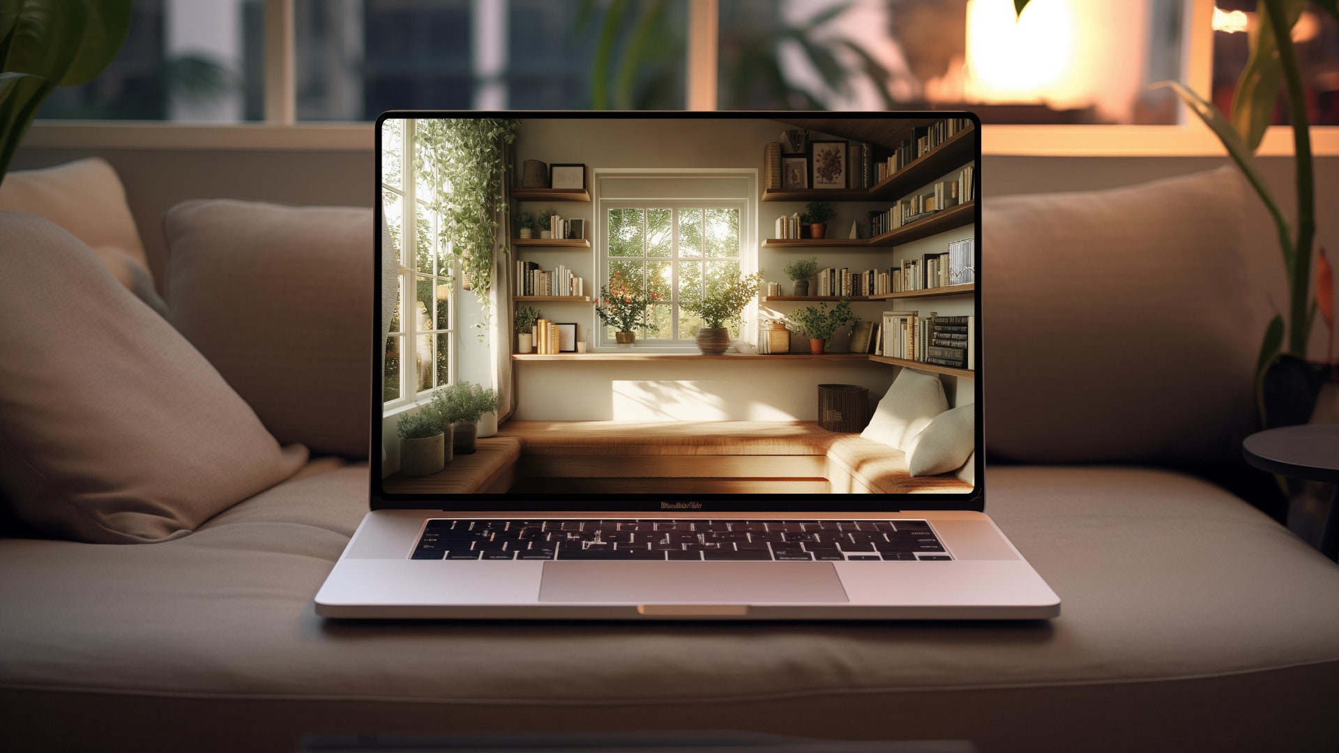 Realistic Spring Living Zoom Background Virtual Office for Meetings ...