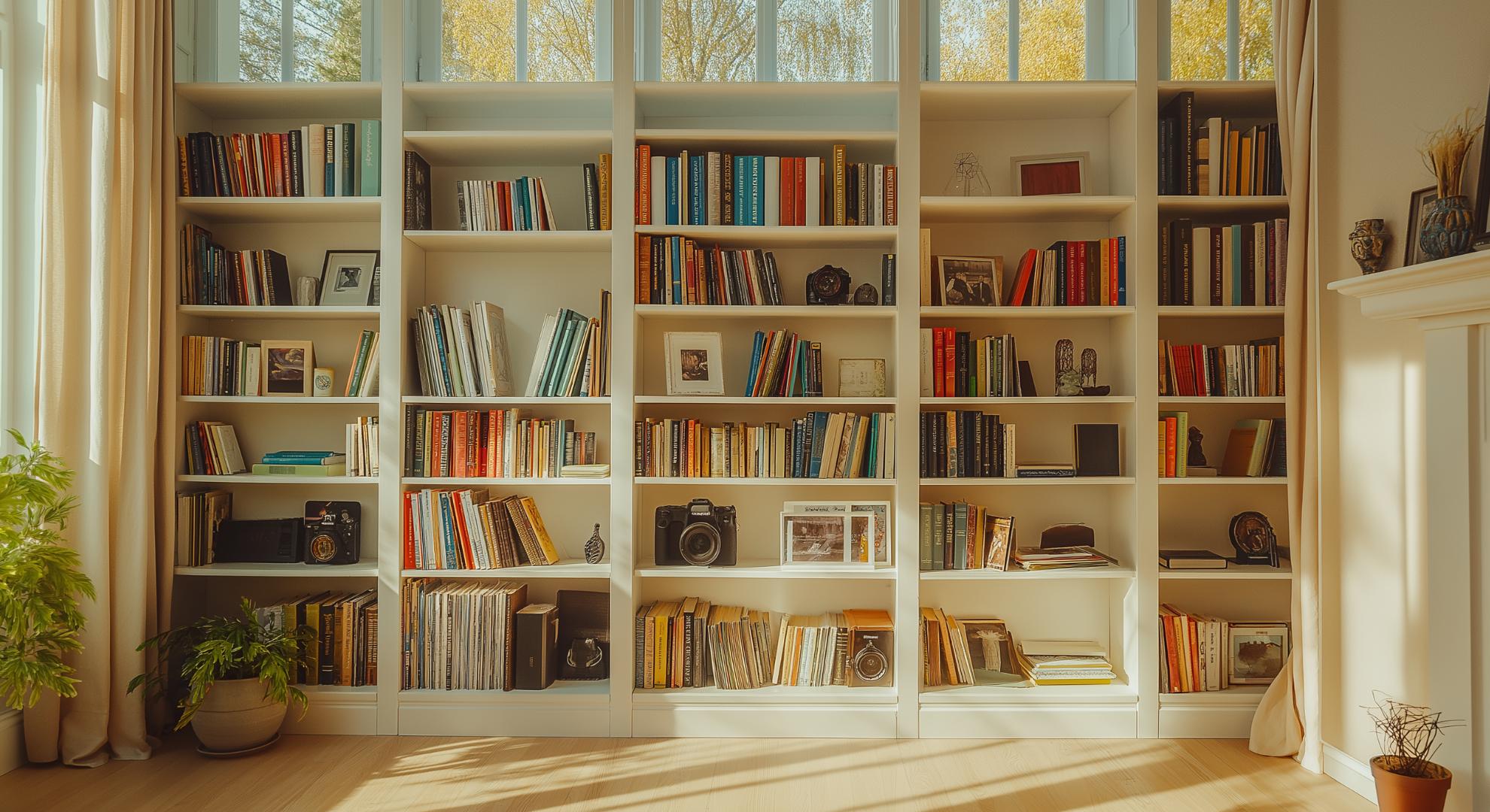 Modern Minimal Bookshelf Zoom Background, Natural Light Backdrop, 16:9 ...