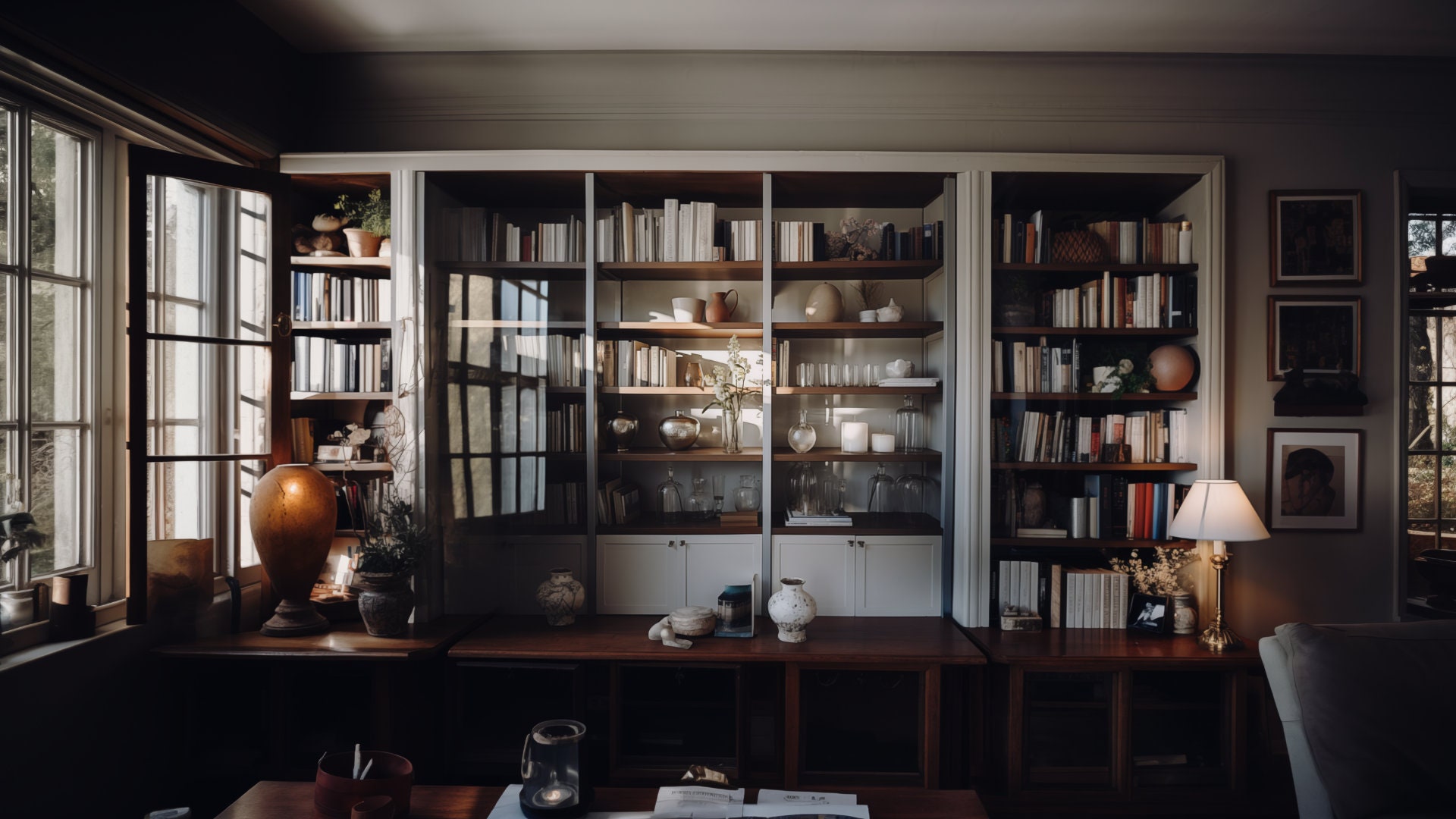 Virtual Home Office Background for Zoom Meetings, A Modern Bookshelf ...