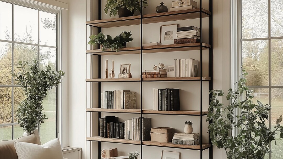 Zoom Background Bookshelf and Window, Living Room Virtual Home Office ...