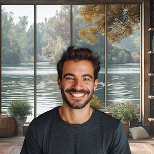 Realistic Lake View Zoom Background Virtual Office for Meetings, Cozy ...