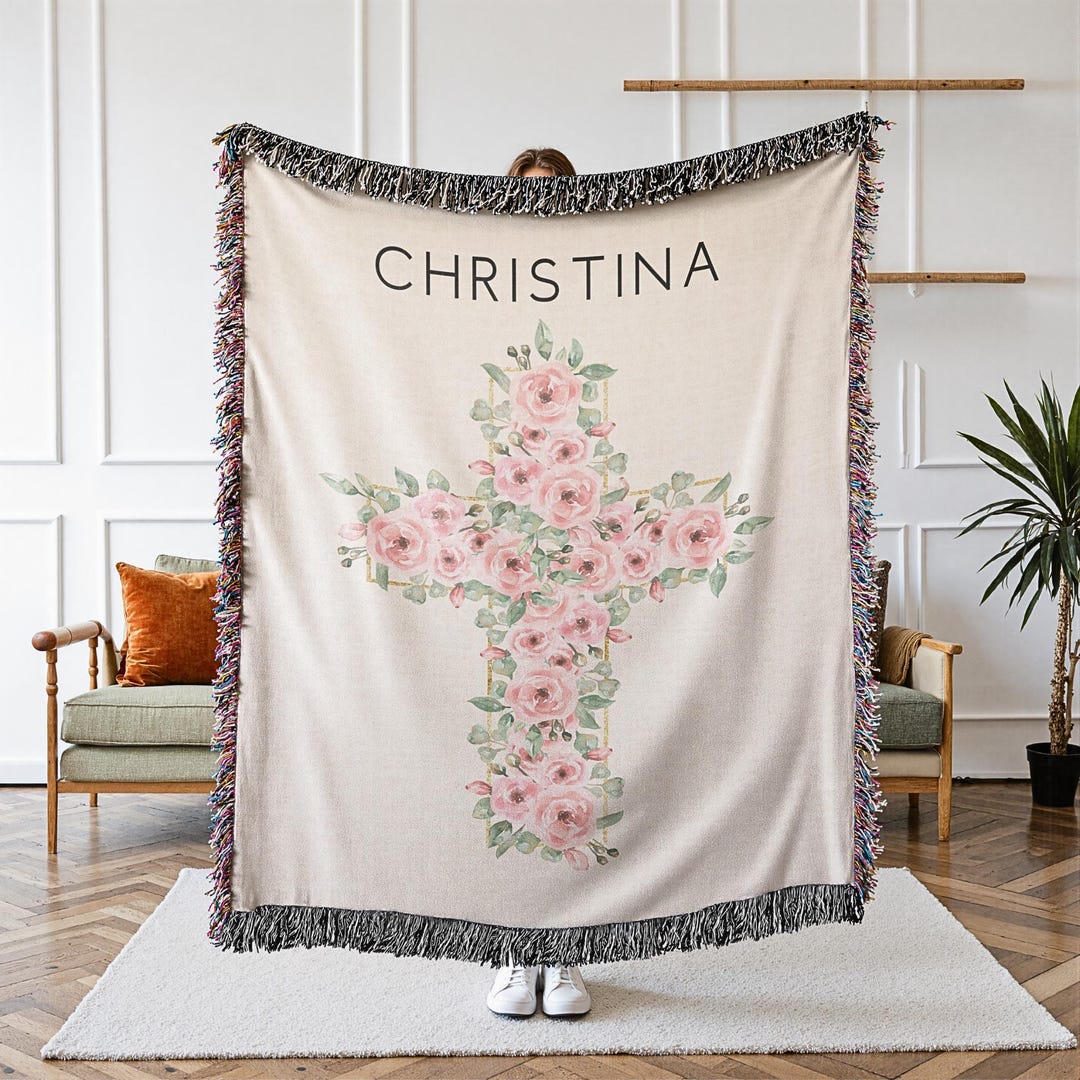 Personalized Baptism Blanket Christening Gift, Woven Baby Blanket ...