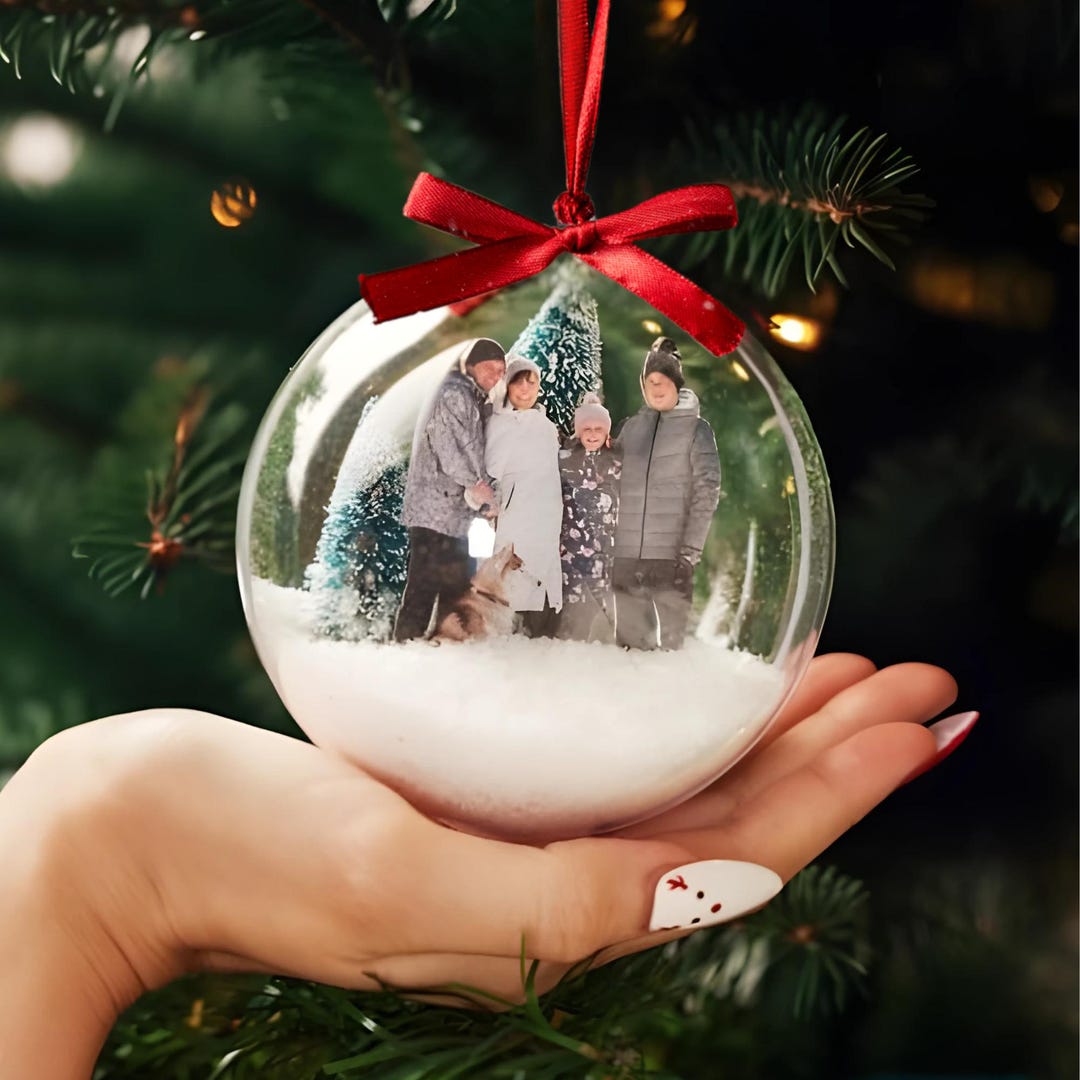 Custom Family Photo Acrylic Snow Globe Ornament, Personalized Photo ...