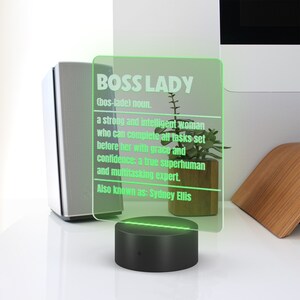 Personalized Boss Lady Led Sign Acrylic Light, Funny New Business Owner ...
