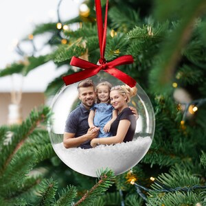 Custom Family Photo Acrylic Snow Globe Ornament, Personalized Photo ...