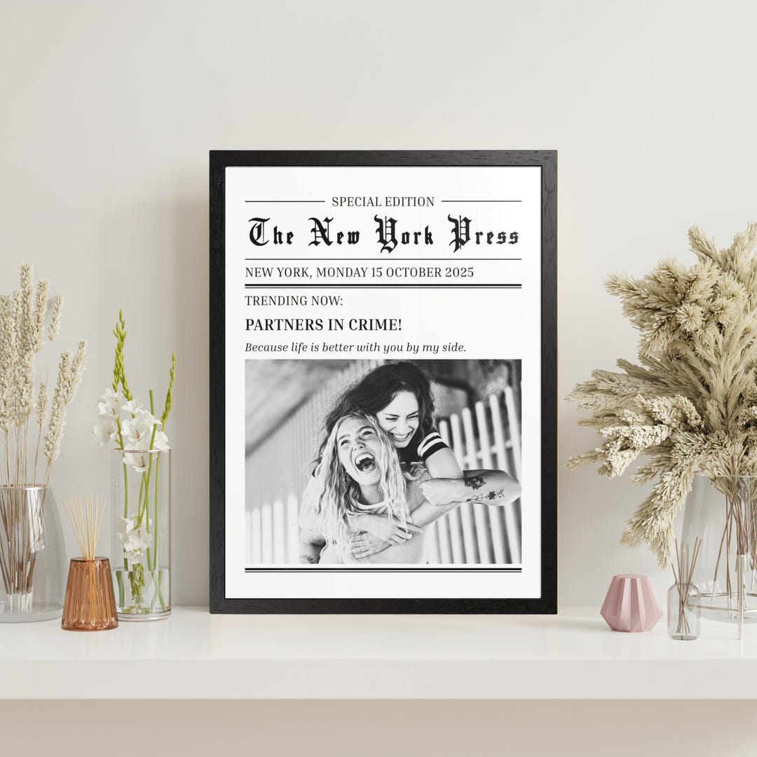 Custom Newspaper Print Friendship Wall Art, College Dorm Christmas Gift ...