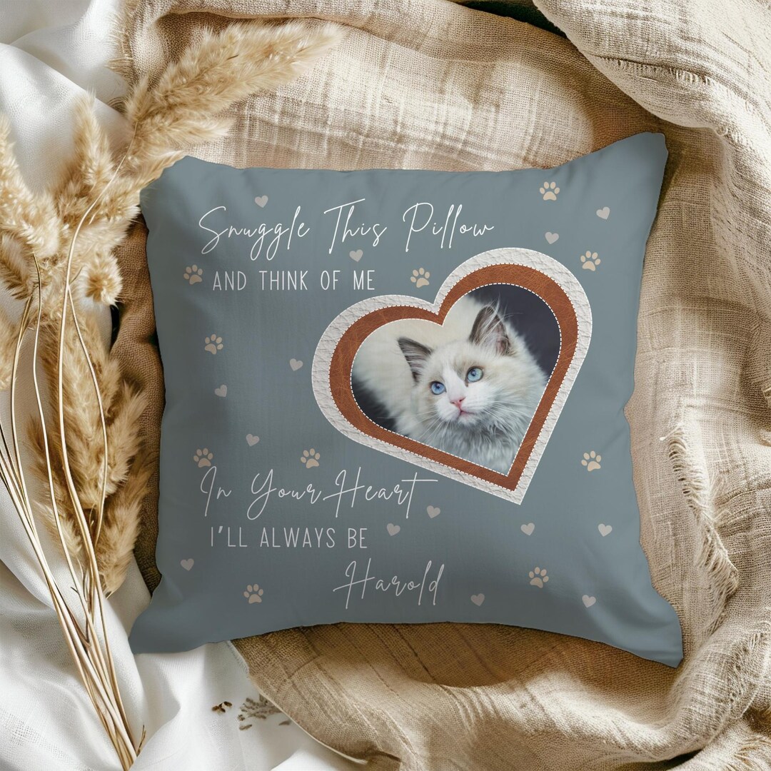 Personalized Cat Memorial Photo Pillow Gift, Cat Loss Pet Memory Gifts ...