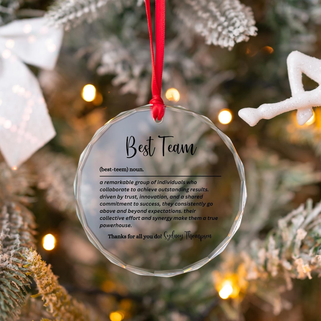 Best Team Personalized Glass Ornament, Corporate Gift, Team ...