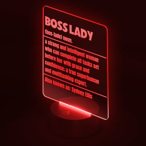 Personalized Boss Lady Led Sign Acrylic Light, Funny New Business Owner ...