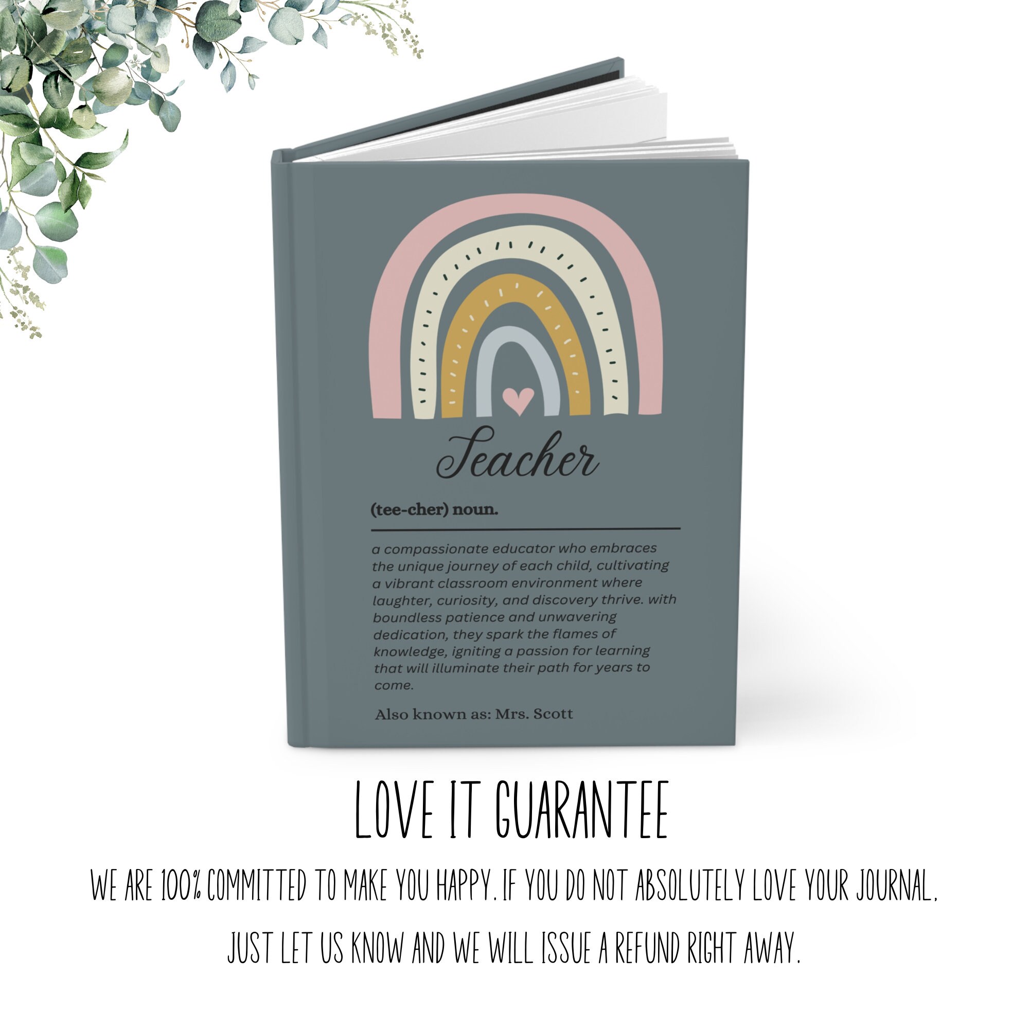 Personalized Teacher Journal Gift, Teacher Appreciation Custom Journal ...