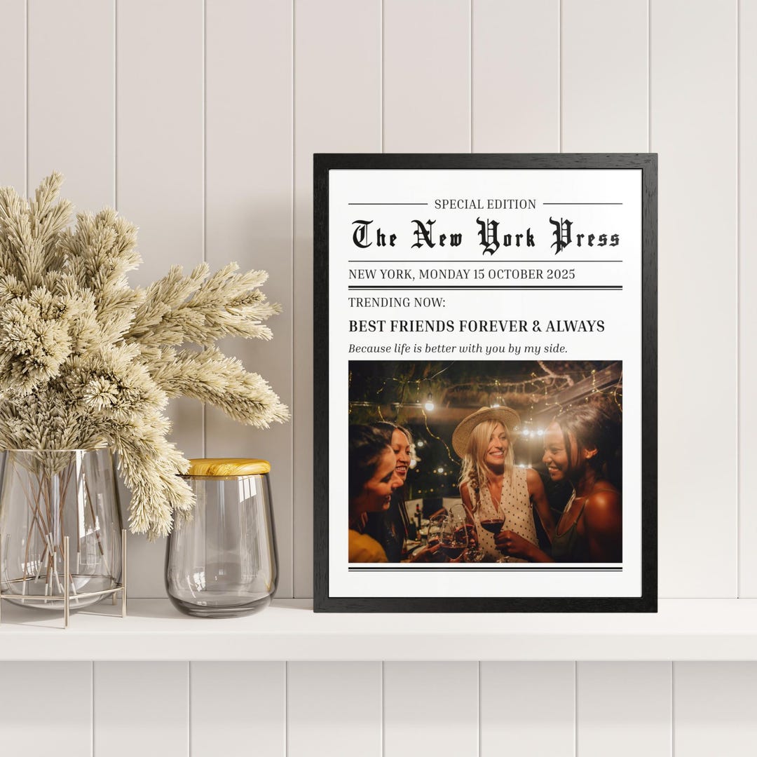Custom Newspaper Print Friendship Wall Art, College Dorm Christmas Gift ...