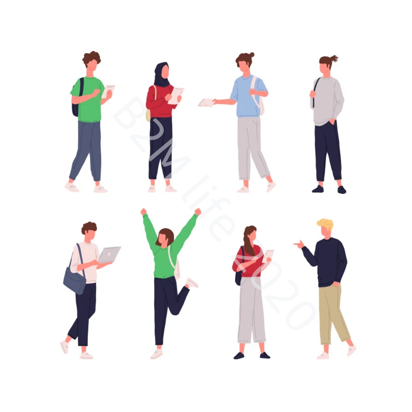 Cartoon Character Illustration, People Clipart, Digital Clipart ...