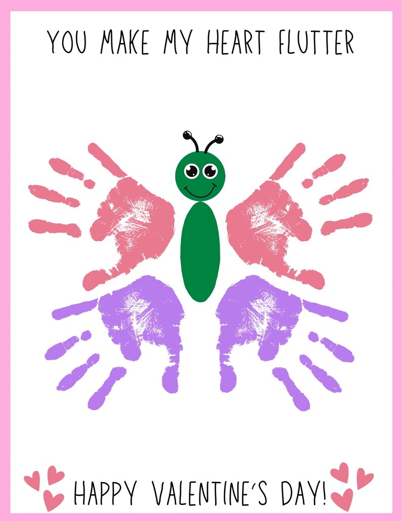 DIY Valentine's Day Baby Toddler Handprint Art - Butterfly Craft - Etsy