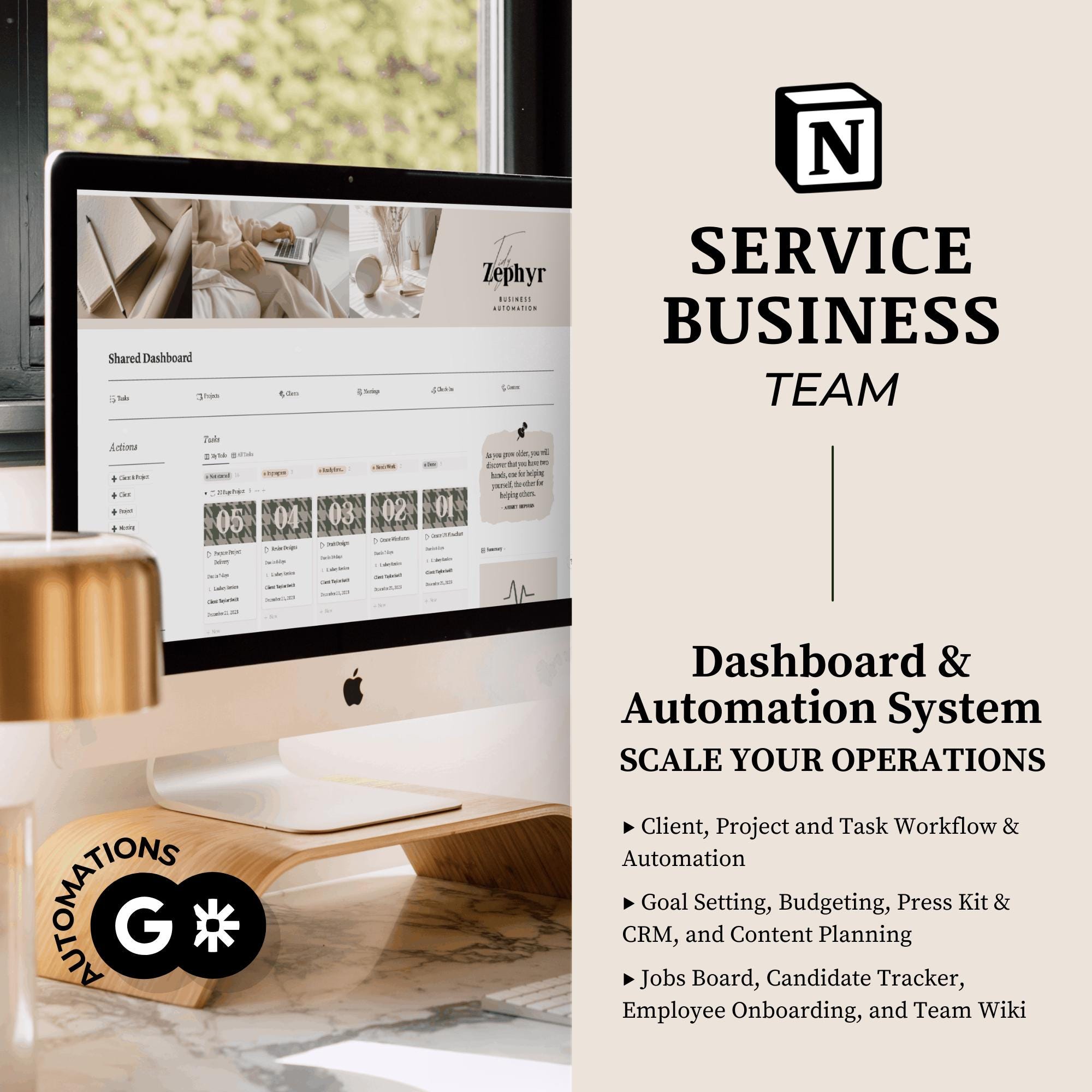 Notion Template: Service Business Dashboard for Teams - Etsy