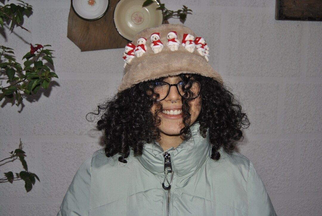 Mini Stuffed Animal Plush Brown Bucket Hat for Christmas Gift - Etsy