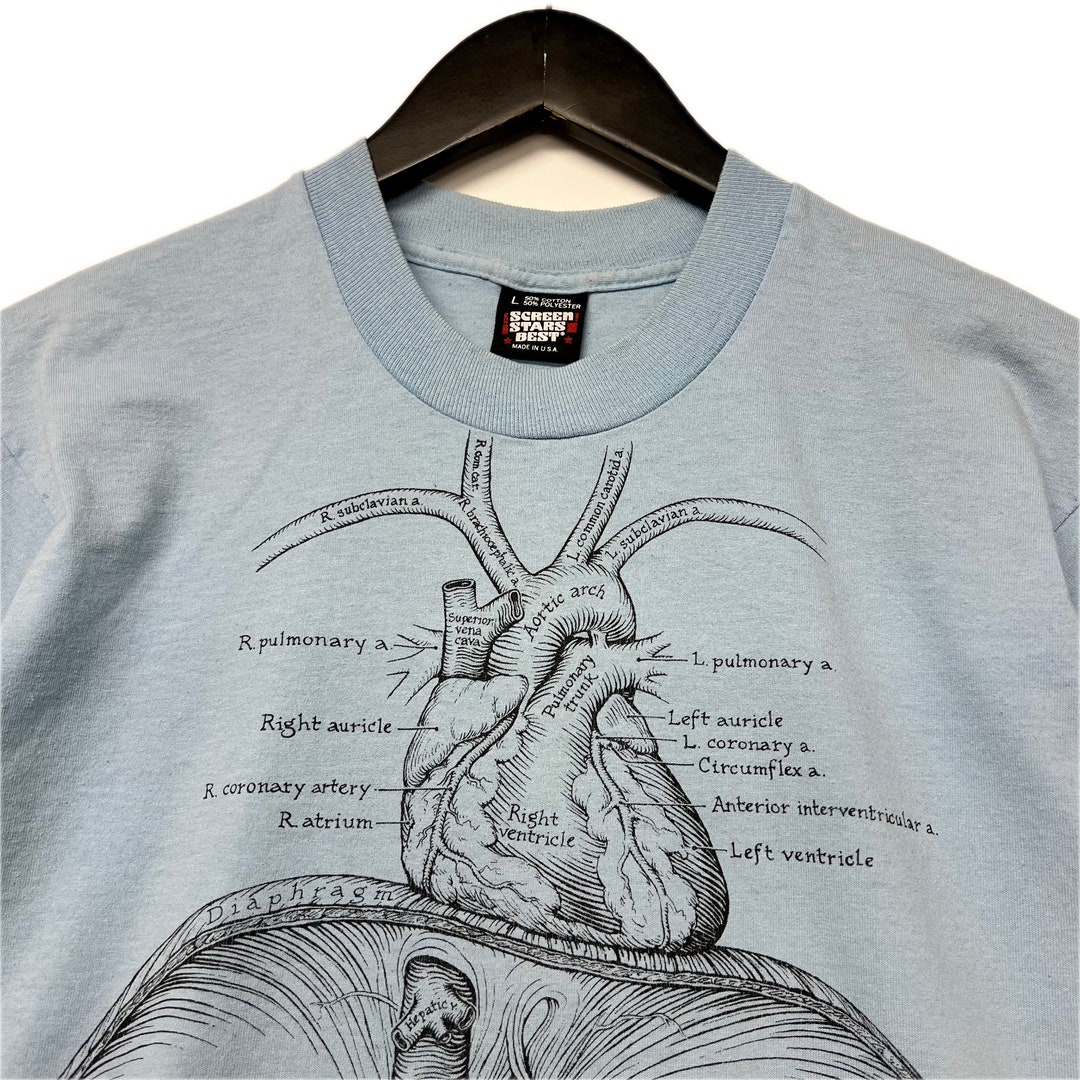 Vintage 80s Human Anatomy Blue T-shirt Size L Screen Stars Leslie Arwin ...