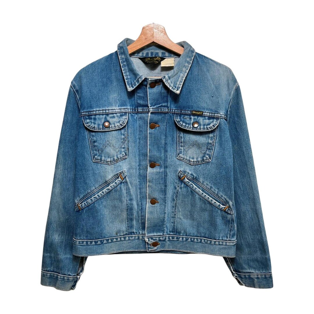 Vintage 70s 80s Wrangler Denim Trucker Jacket Size 42/M Faded Light ...